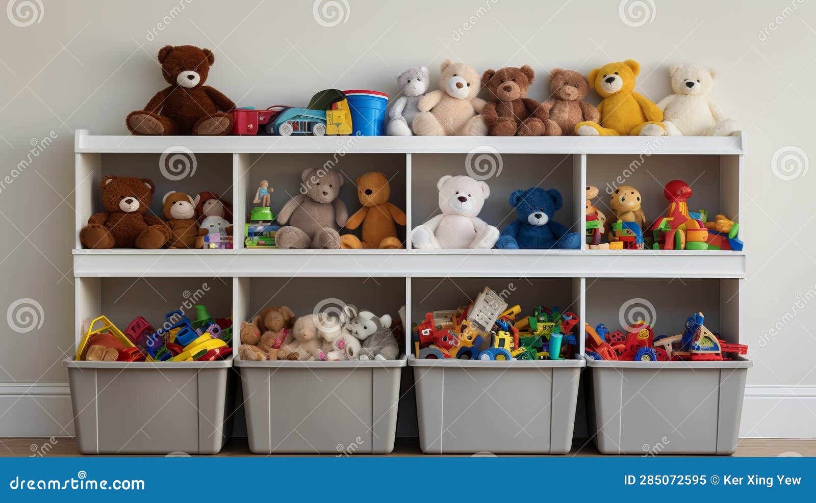 A Clutter-free Toy Storage System with Bins Stock Illustration ...