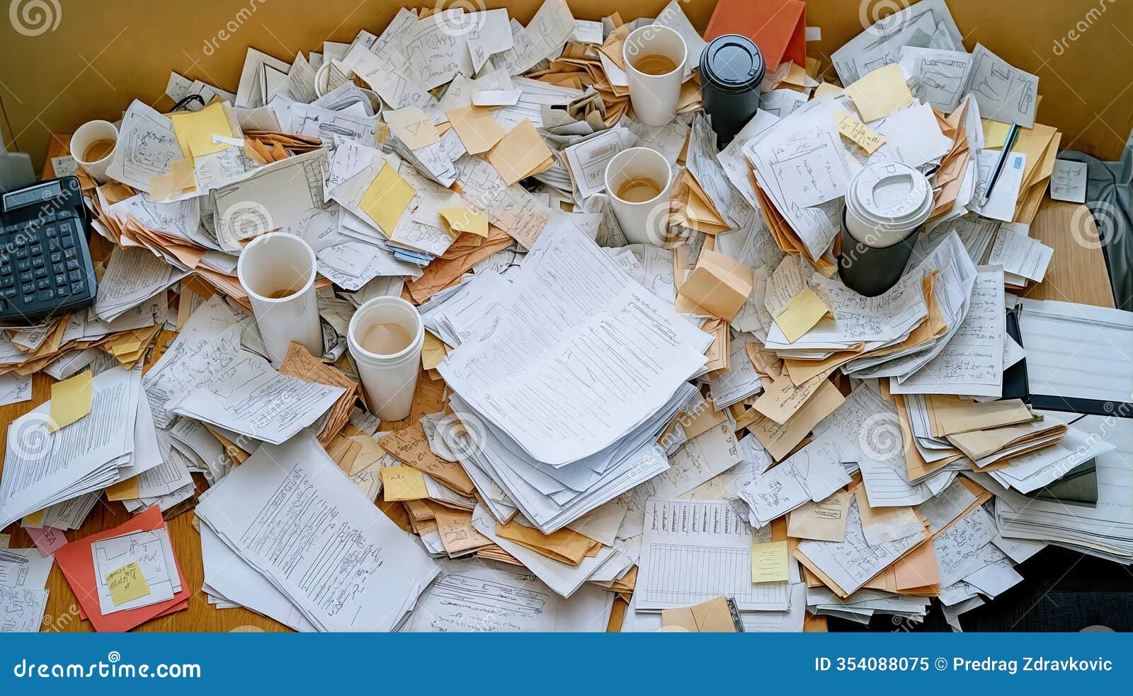 Cluttered Desk With Stacks Of Papers Symbolizing Overwhelming Workload ...