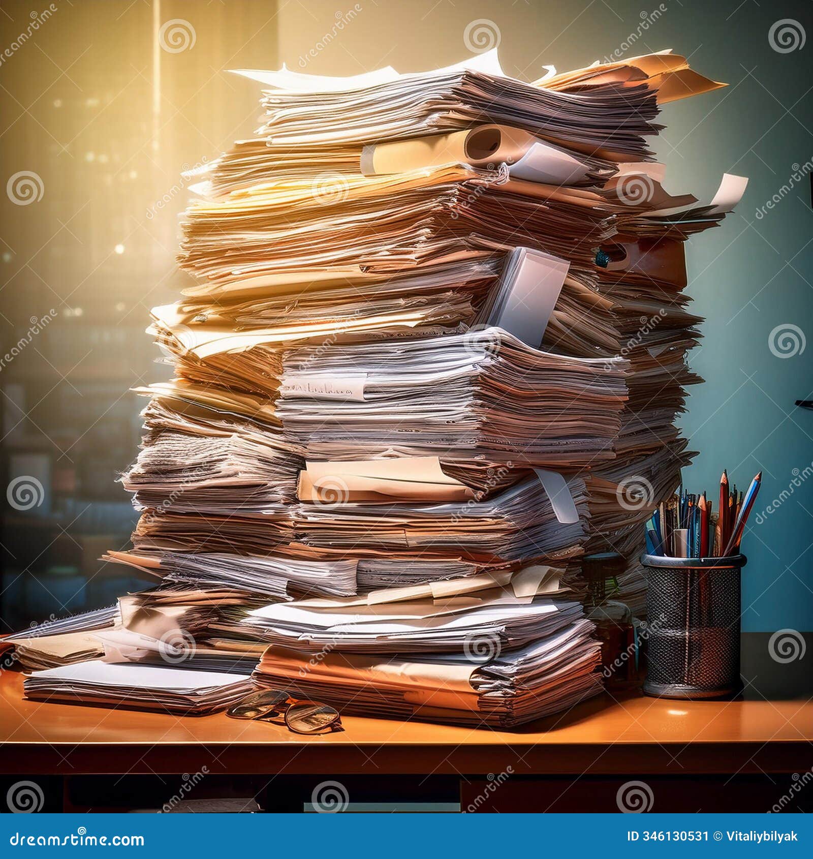Cluttered Desk With Stacks Of Papers Symbolizing Overwhelming Workload ...