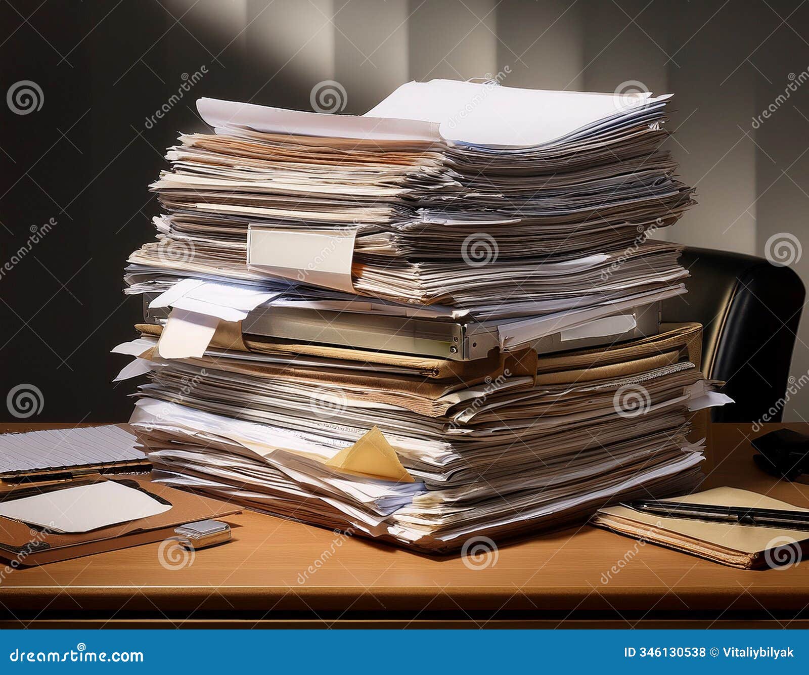 Cluttered Desk with Stacks of Papers Symbolizing Overwhelming Workload ...