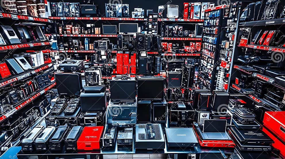 A Cluttered Display of Various Electronic Devices and Accessories in a ...