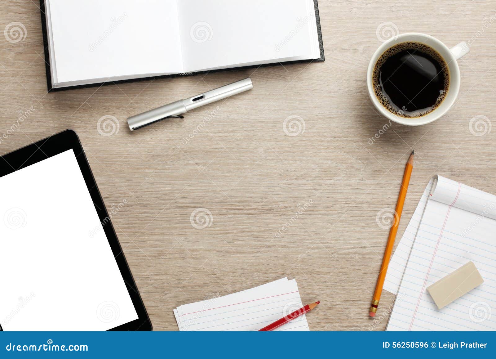 Cluttered Office Desk. Flat Lay, Top View Heap Of Pink Notebook ...