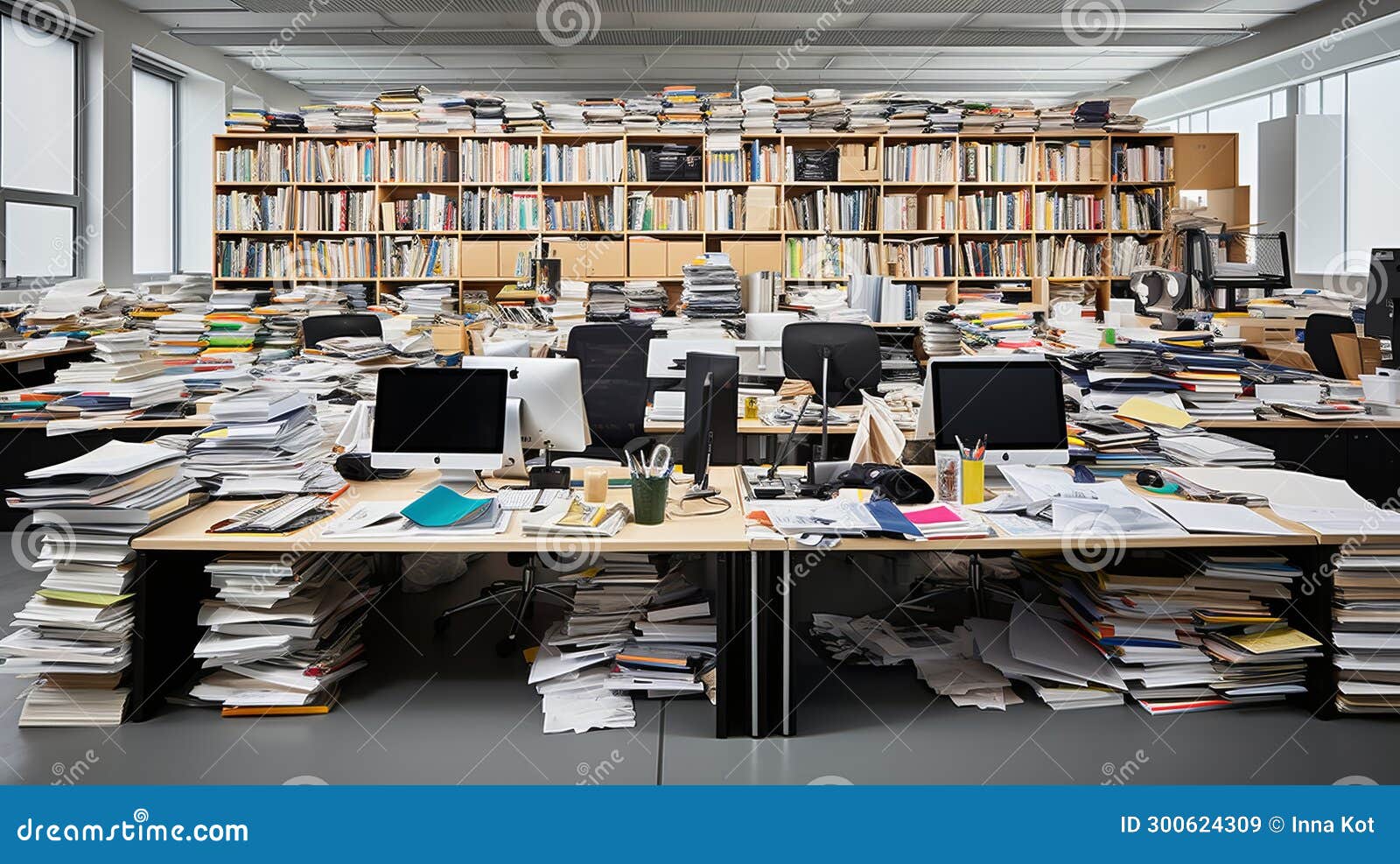 Messy Documents Pile. Unorganized Paper Sheets And File Binders Vector ...