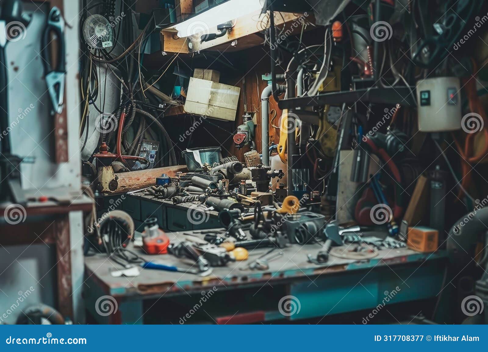 A Cluttered Room Filled with Numerous Types of Tools and Pipes ...