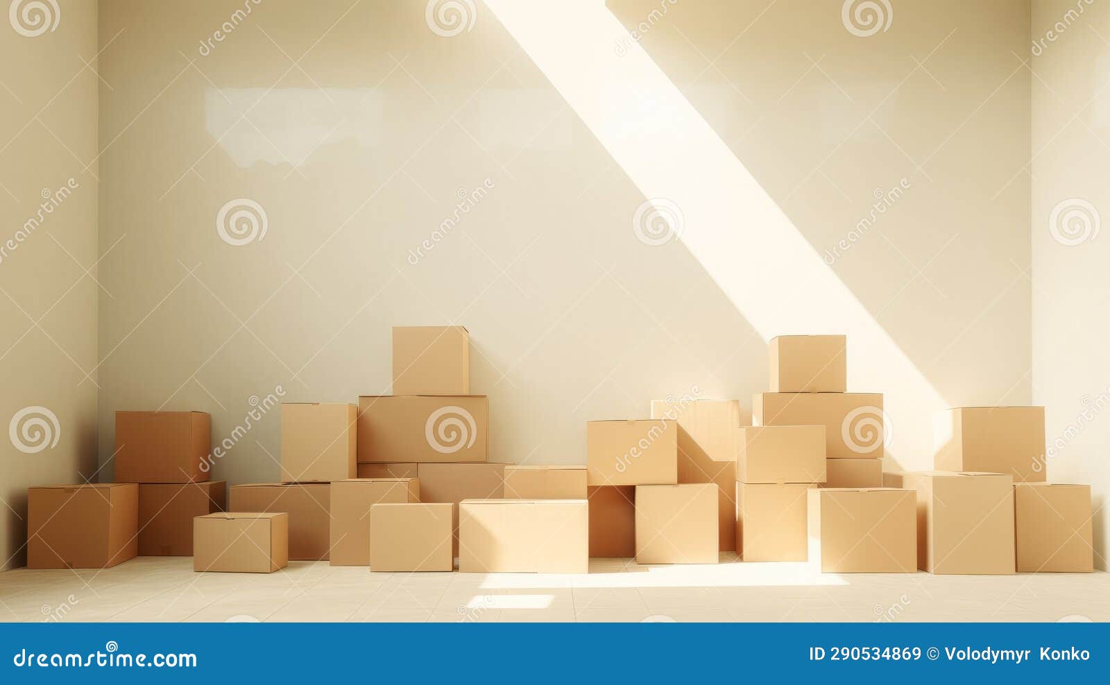 A Cluttered Room Filled with Stacked Cardboard Boxes Stock Image ...