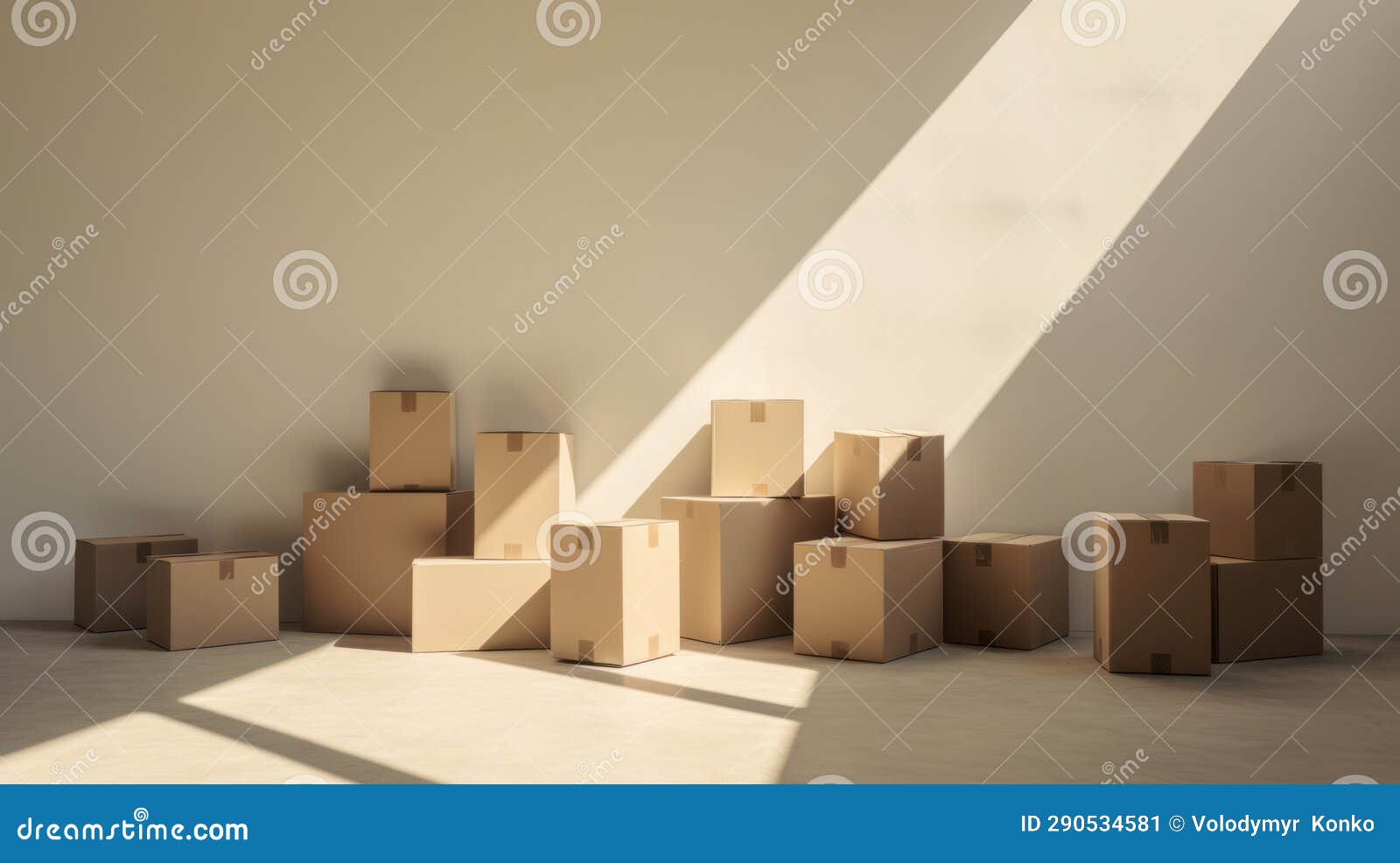 A Cluttered Room Filled with Stacks of Cardboard Boxes Stock Image ...