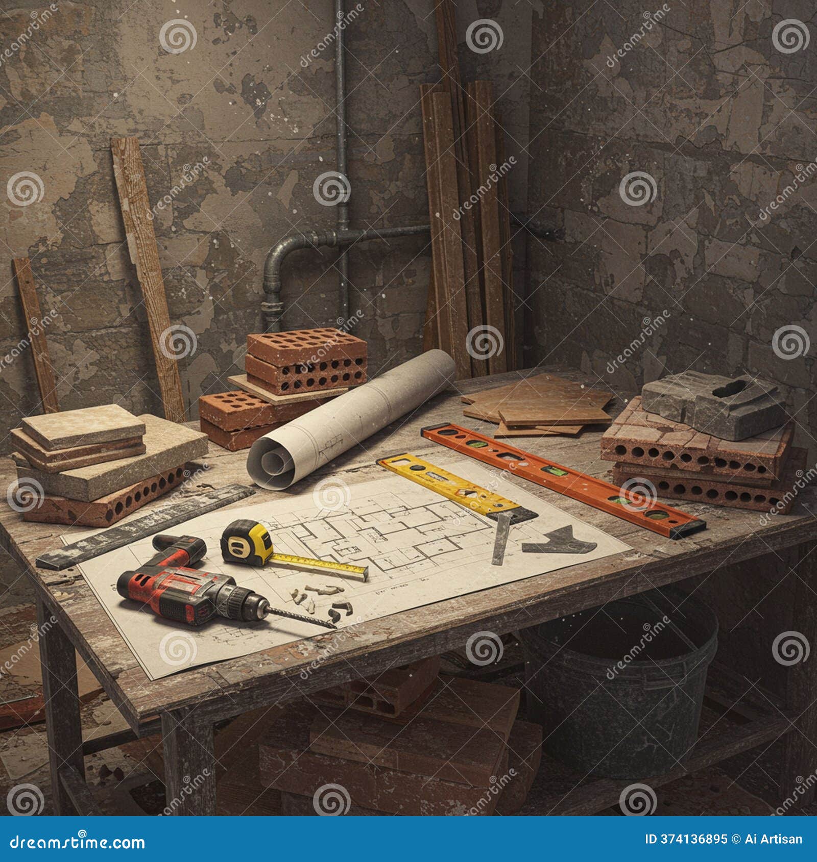Cluttered Workbench With Tools Stock Photography | CartoonDealer.com ...