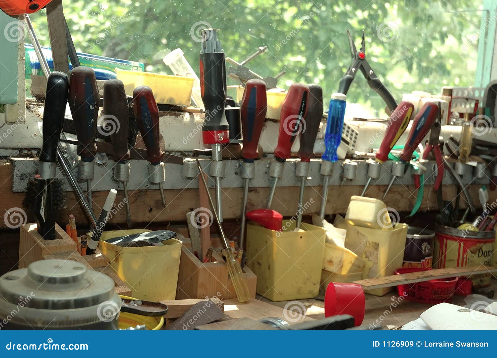 Clutterred Workshop Tools stock image. Image of mess, driver - 1126909