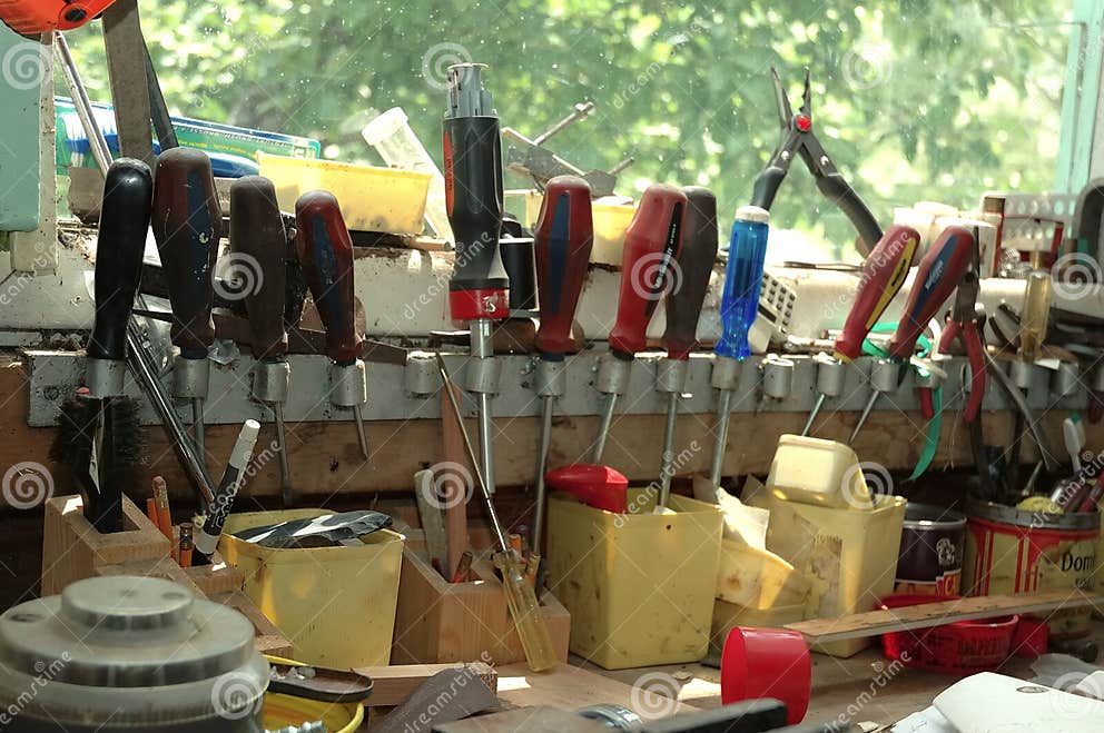 Clutterred Workshop Tools stock image. Image of mess, driver - 1126909