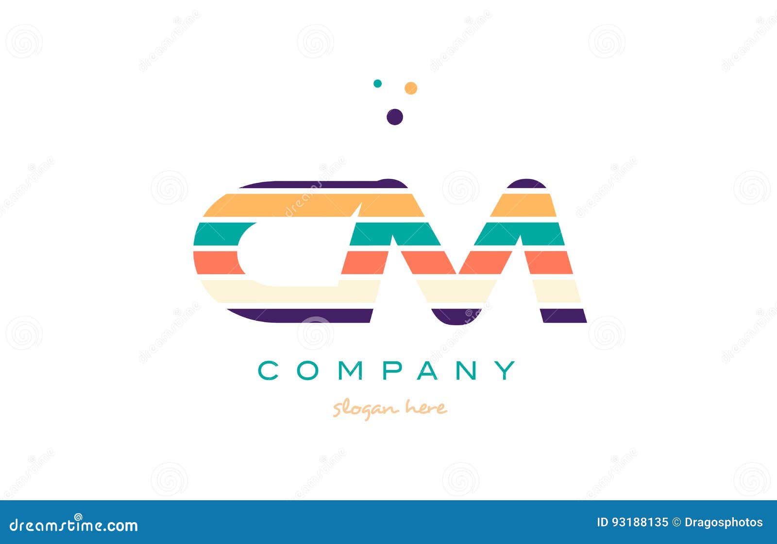 Cm C M Line Stripes Pastel Color Alphabet Letter Logo Icon Template Vector Stock Vector