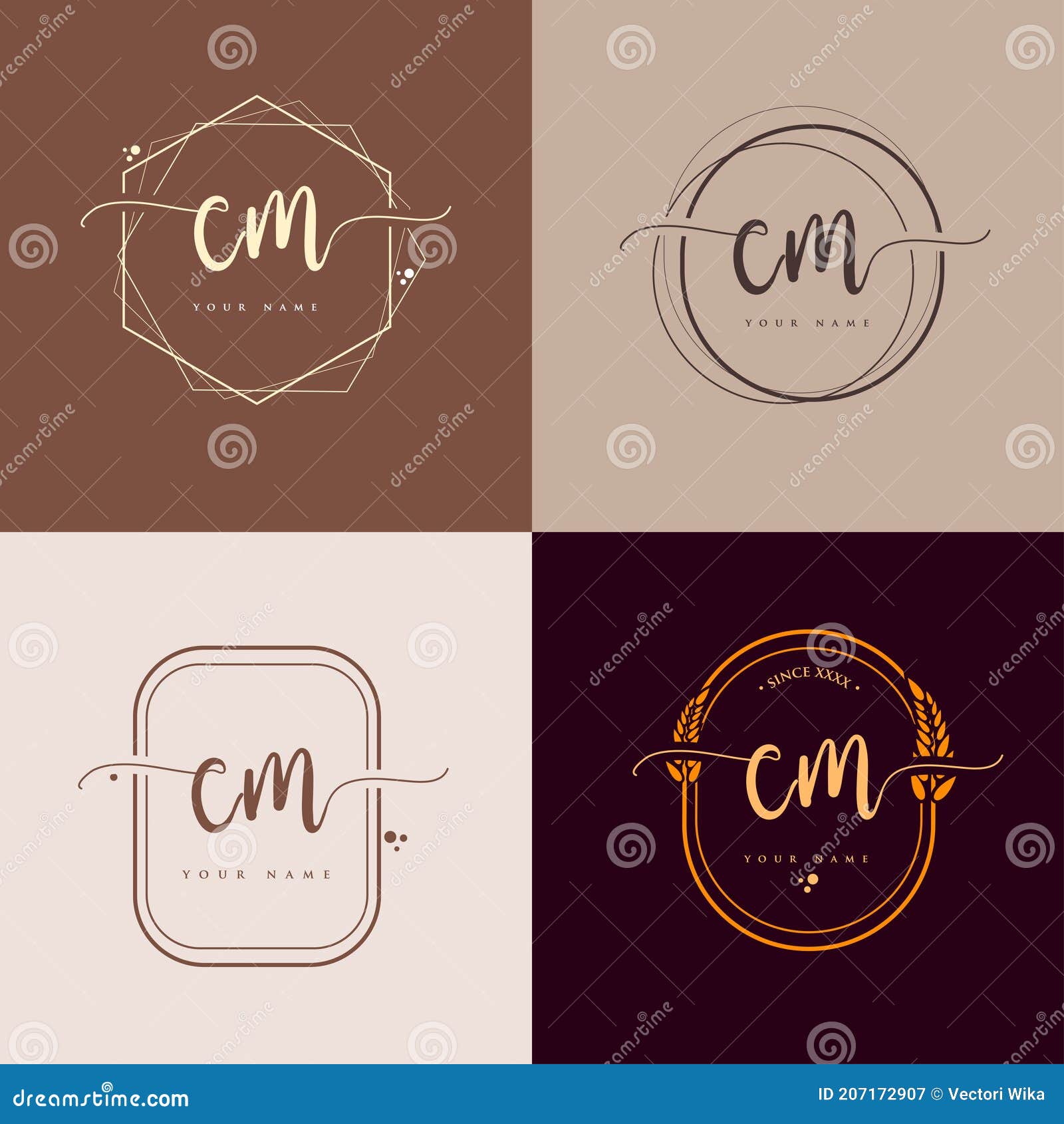 CM Initial Handwriting Logo Vector Sets. Hand Lettering Initials Logo ...