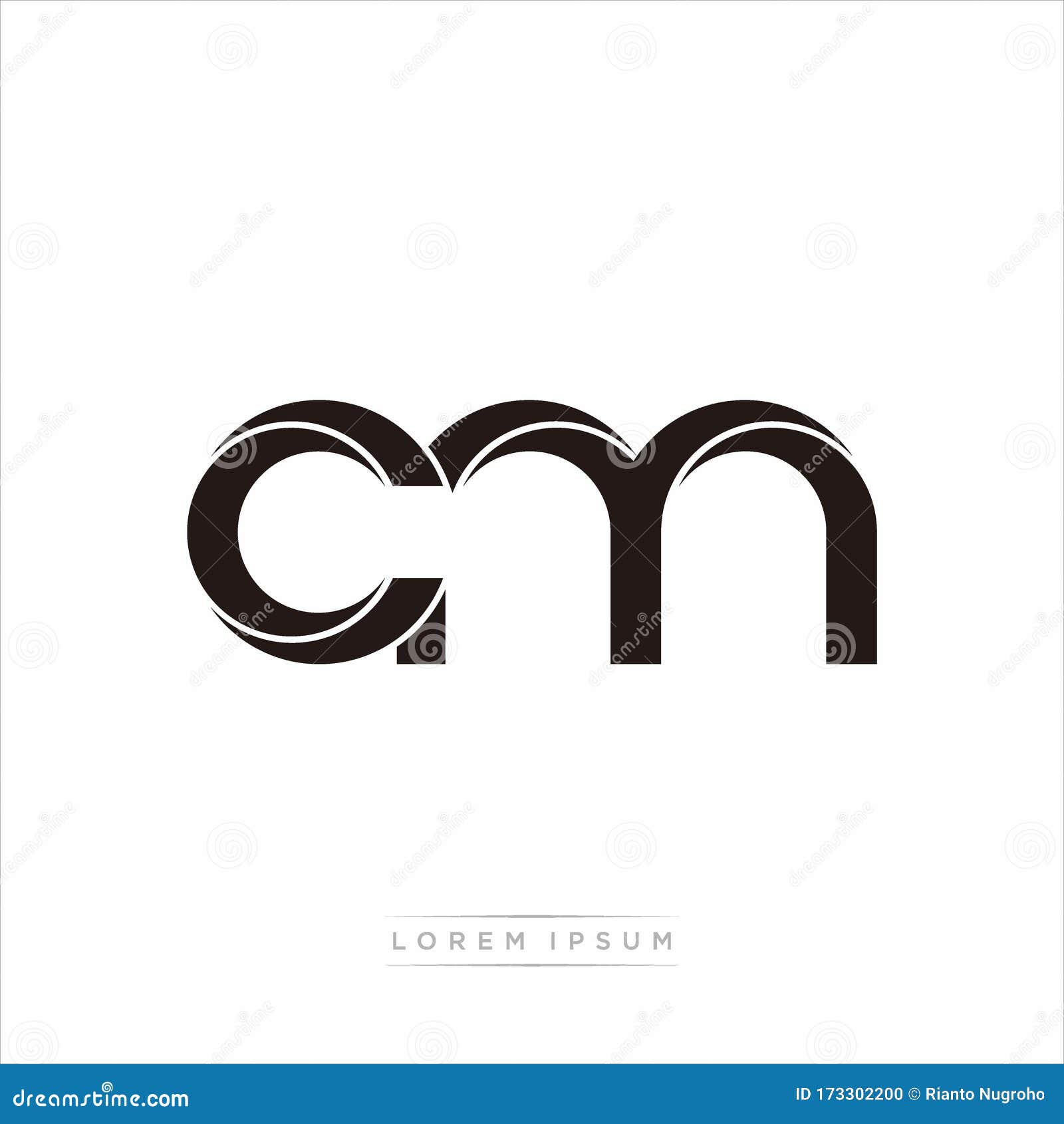 Cm Initial Letter Split Lowercase Modern Monogram Linked Outline ...