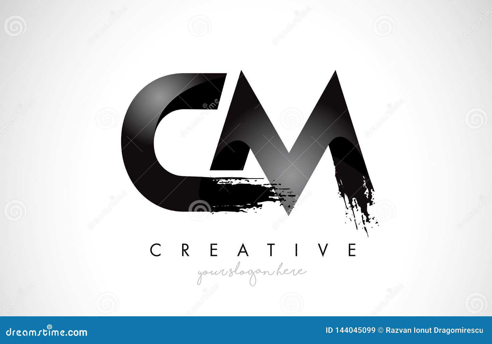 CM Letter Design with Brush Stroke and Modern 3D Look Stock Vector ...