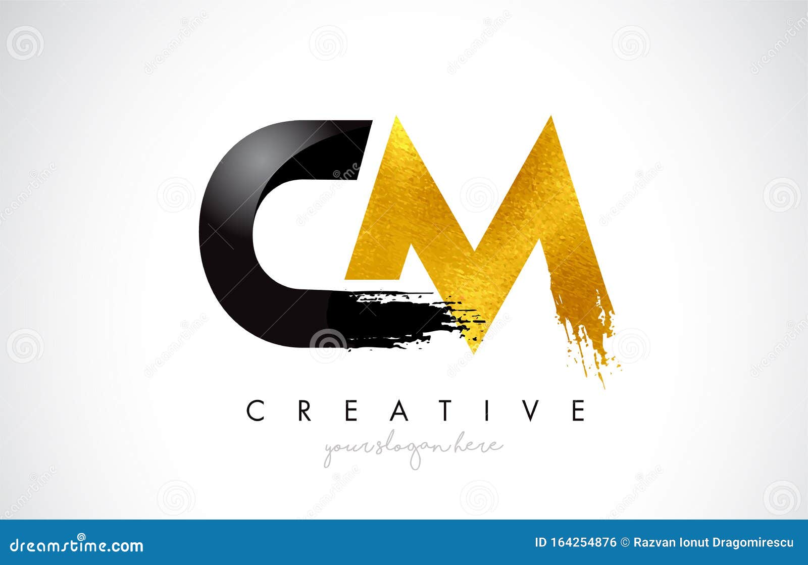 CM Letter Design with Brush Stroke and Modern 3D Look Stock Vector ...