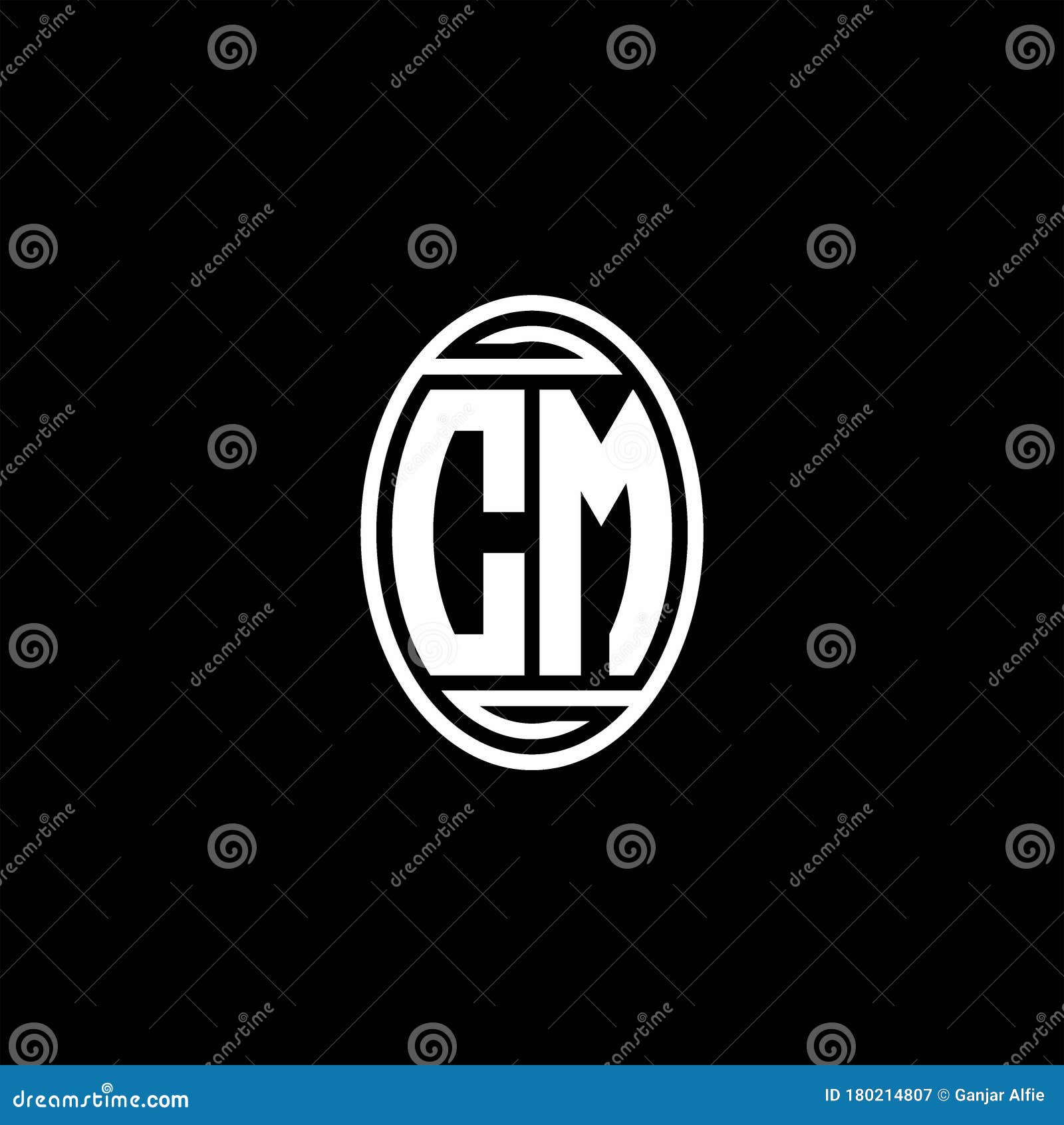 CM Monogram Logo Isolated on Oval Rotate Shape Stock Vector ...