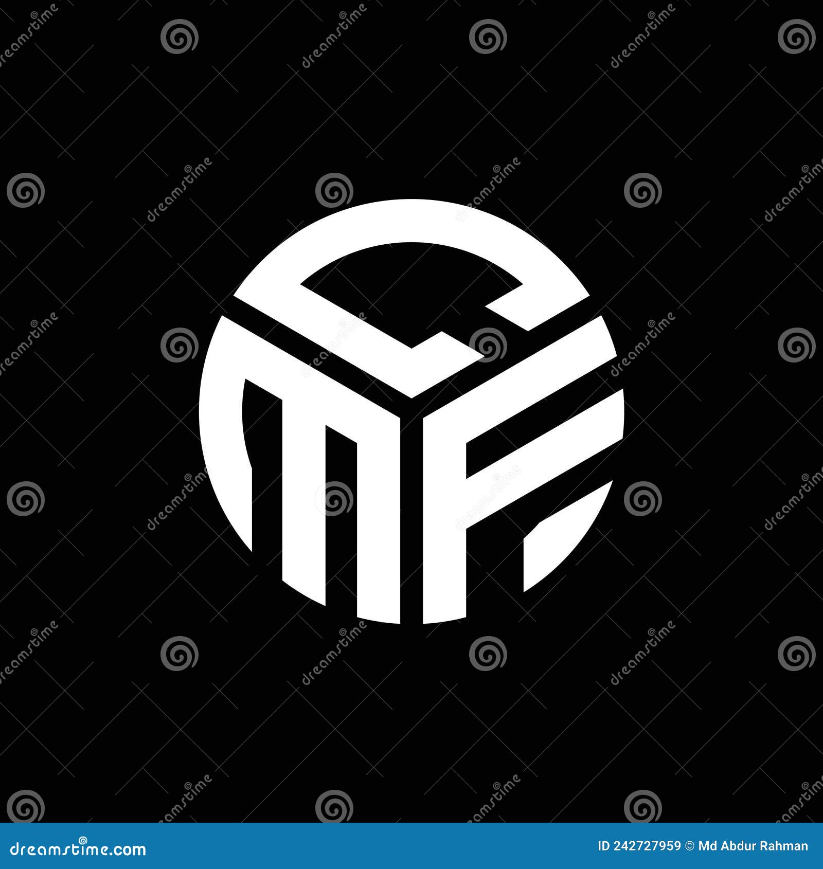 CMF Letter Logo Design on Black Background. CMF Creative Initials ...