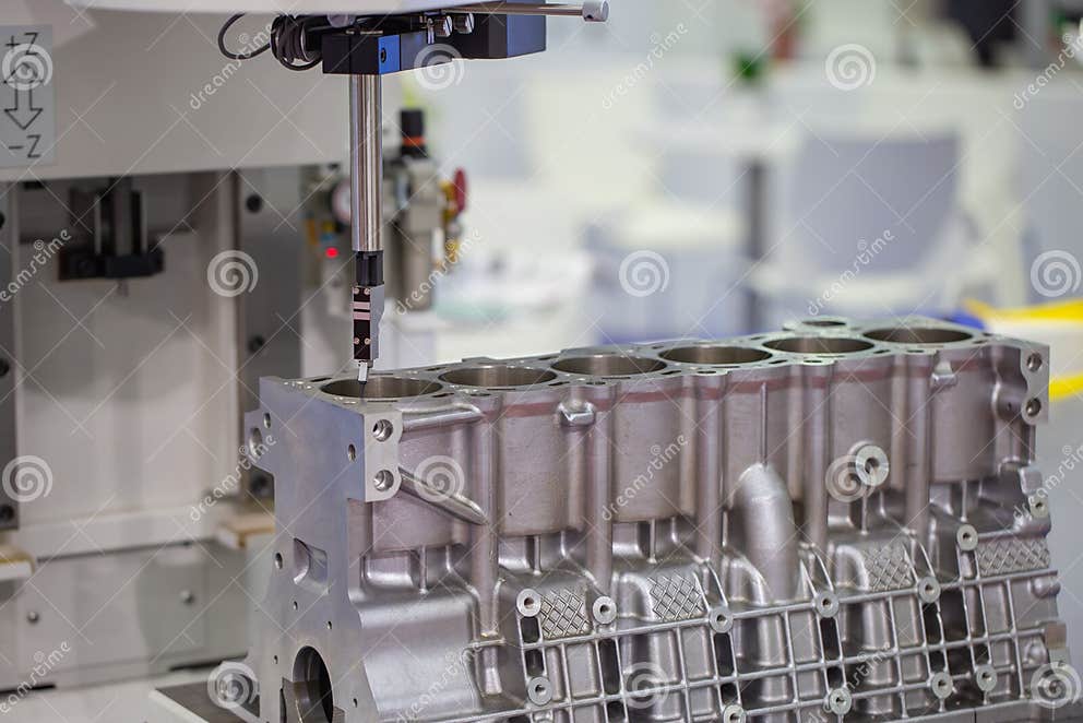 CMM inspecting engine part stock image. Image of vehicle - 165780333
