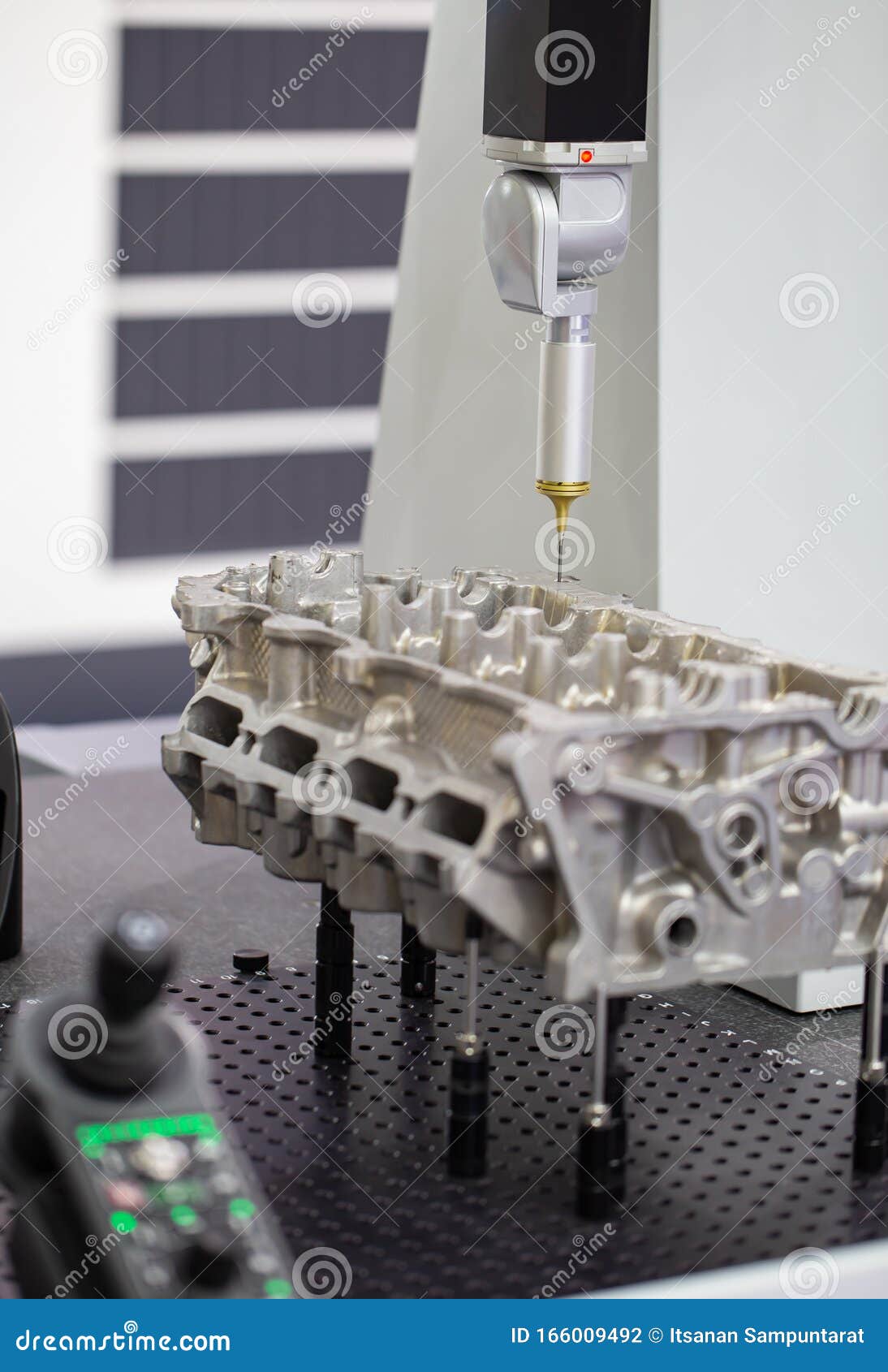 CMM inspecting engine part stock photo. Image of measuring - 166009492
