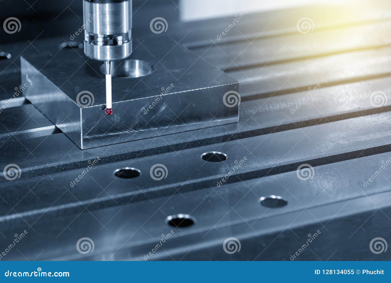 The CMM Laser Probe Attach on the CNC Machine. Stock Image - Image of ...