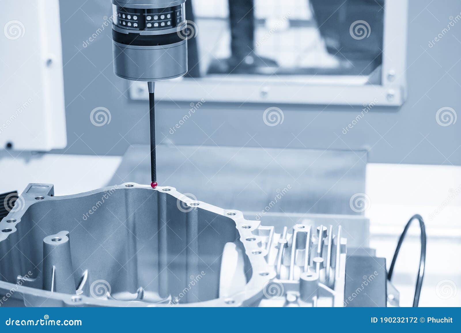 The Touching Probe Attach On CNC Machine Setting The Work Pieces ...