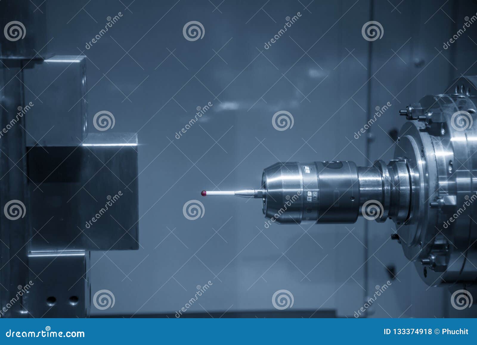 The Touch Probe Attach On The CNC Milling Machine For Calibration ...
