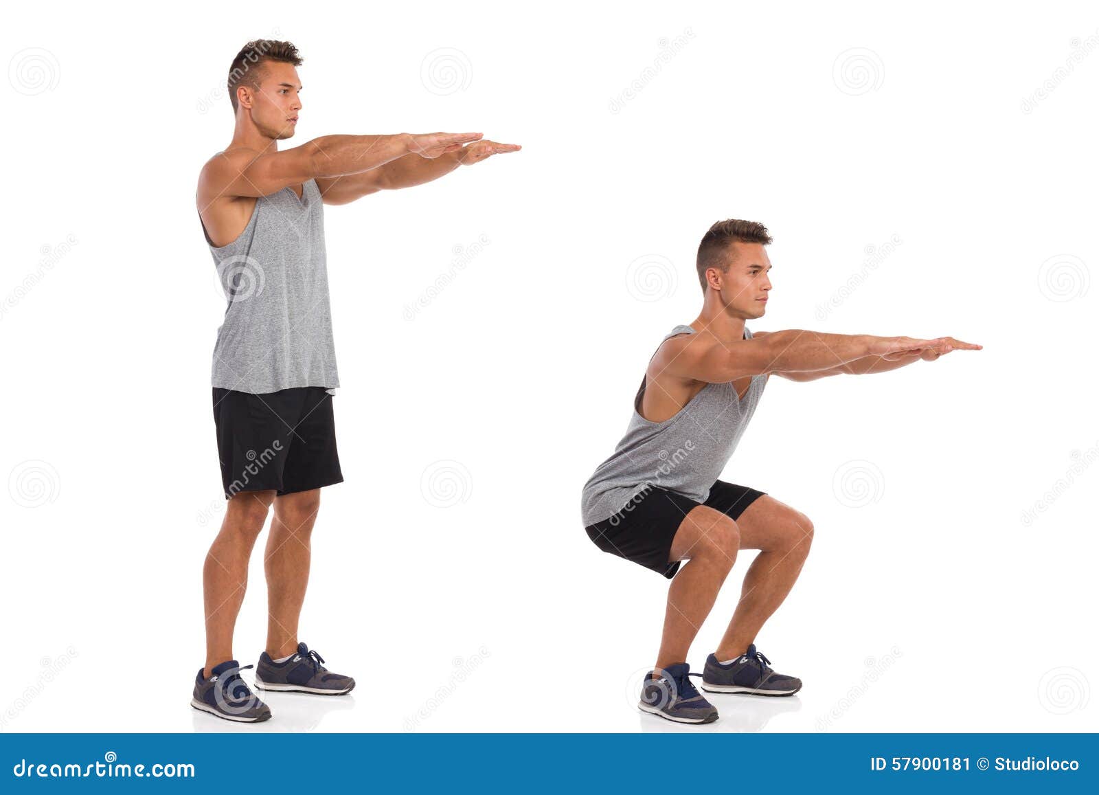 Cómo Hacer Una Posición En Cuclillas Foto de archivo - Imagen: 57900181