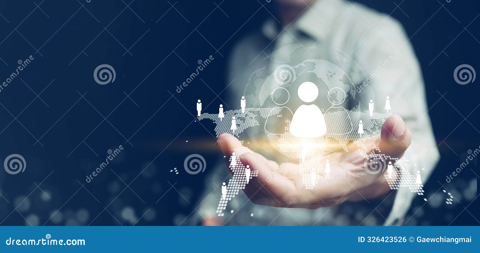 CMR, Customer Relationship Management Concept. a Man Holds a Virtual ...