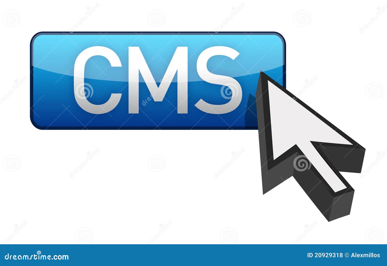 CMS blue cursor and button stock vector. Illustration of chrome - 20929318