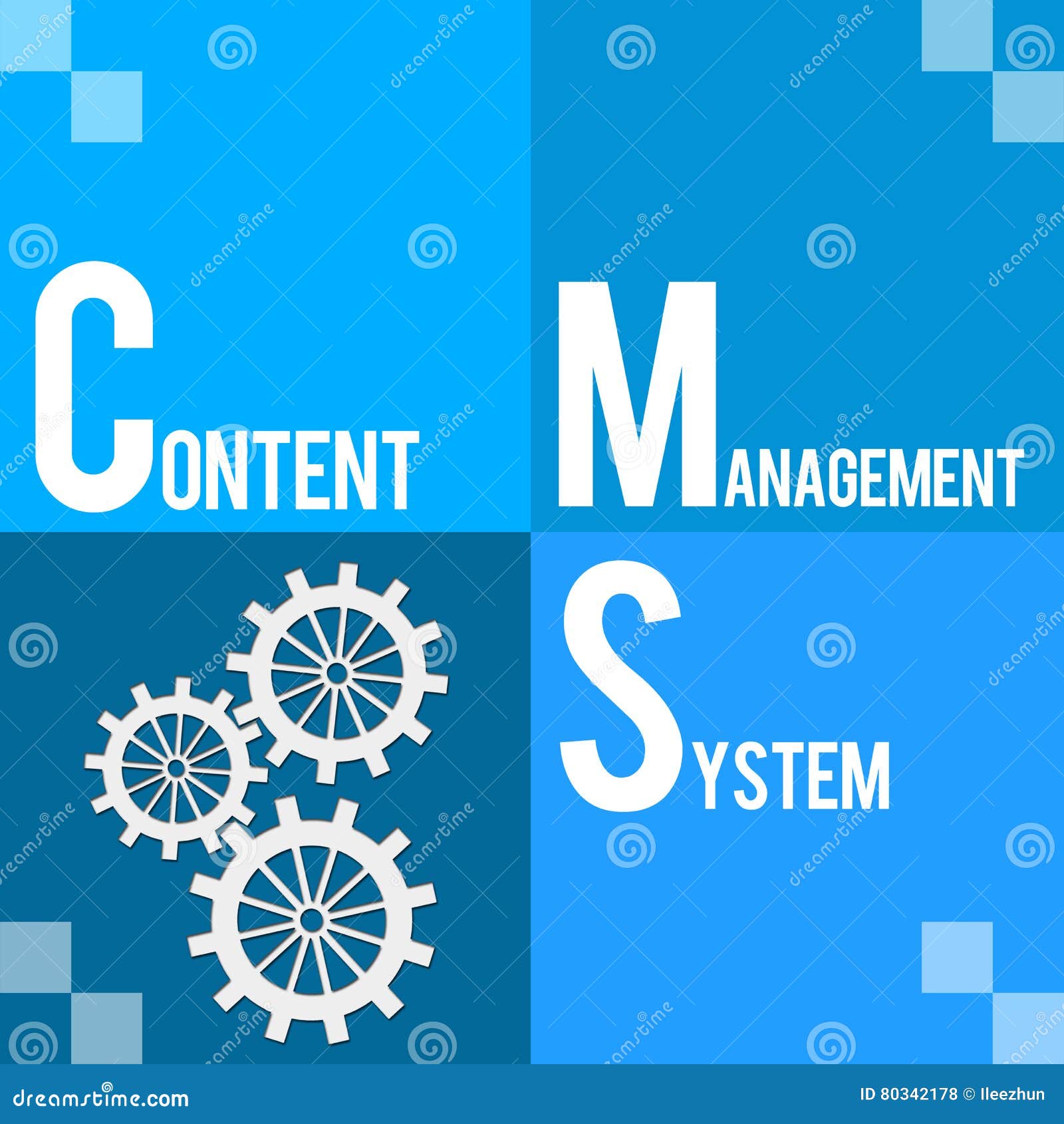 CMS Blue Four Blocks stock illustration. Illustration of letters - 80342178