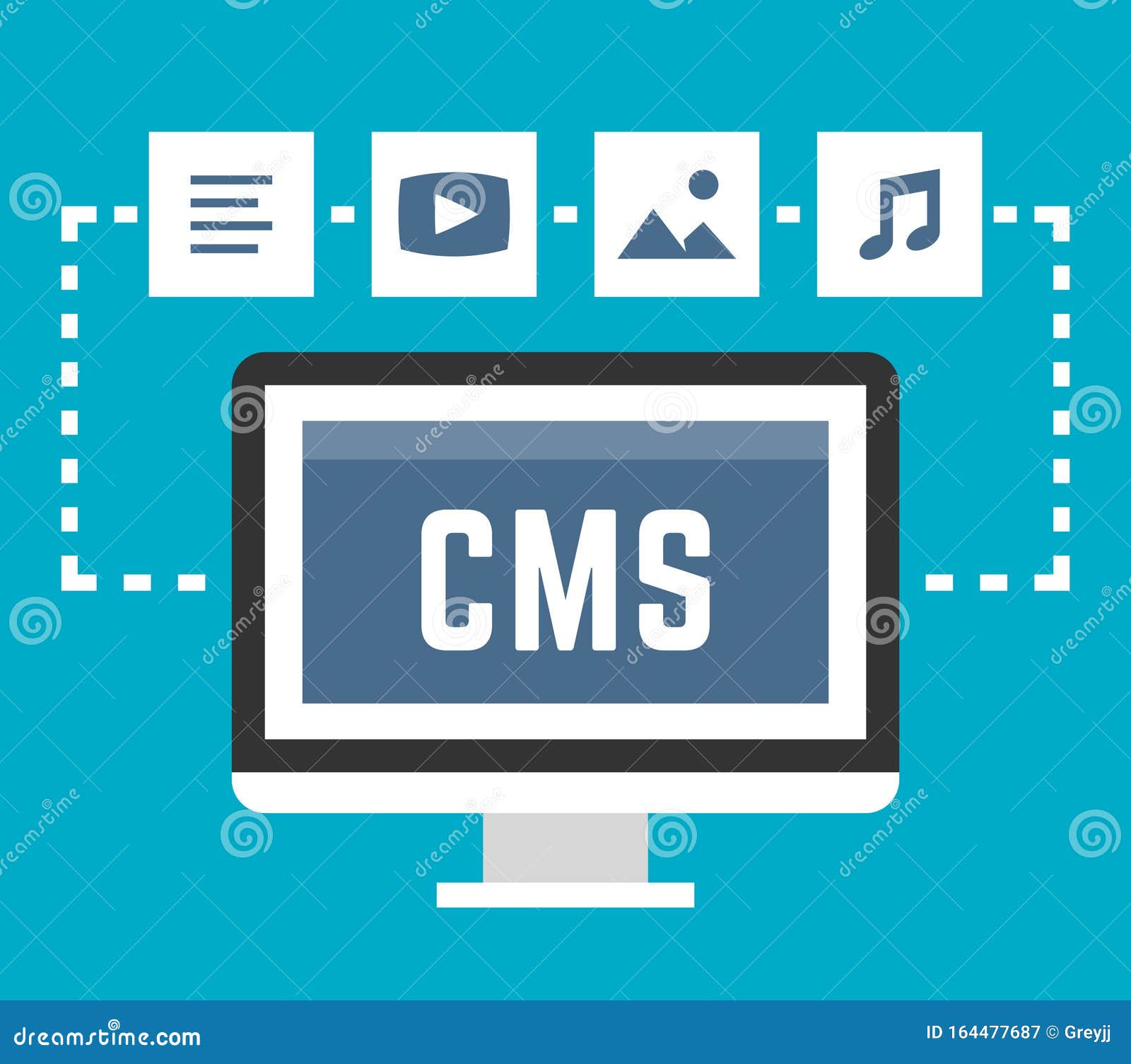 CMS Concept on Blue Background Stock Vector - Illustration of media ...