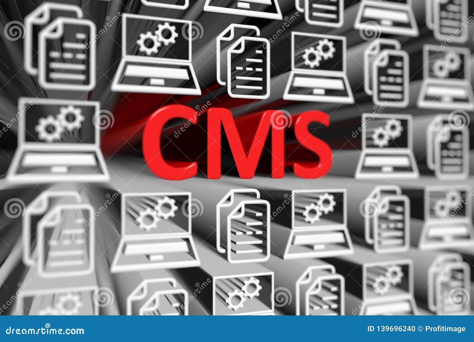 CMS Concept Blurred Background Stock Illustration - Illustration of ...