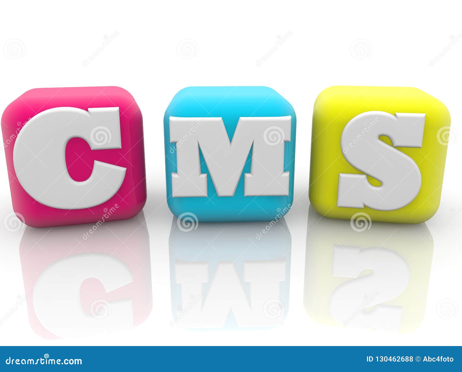 CMS Concept on Colorful Cubes on White Background Stock Illustration ...