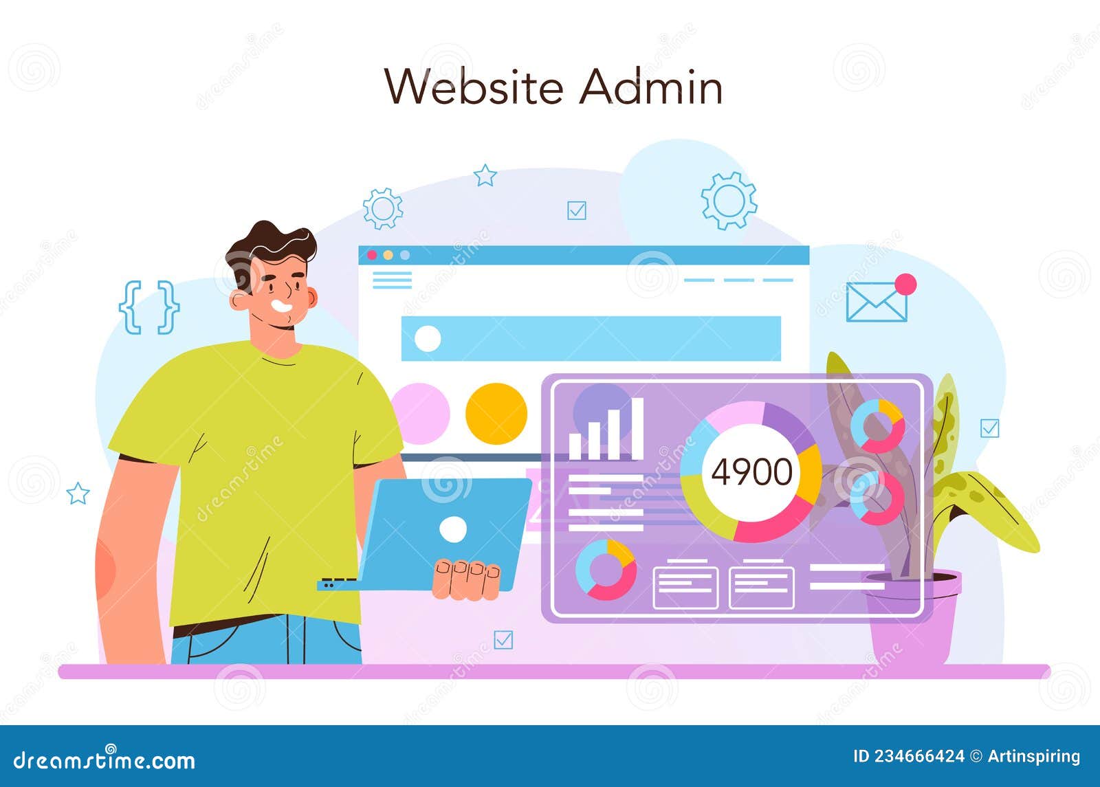 CMS. Content Management System Admin Stock Vector - Illustration of ...