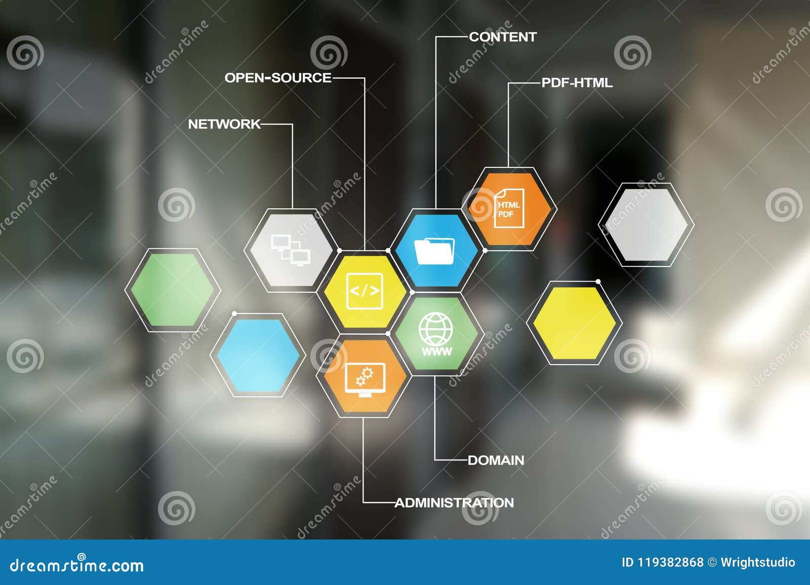 CMS. Content Management System Applications Icons on Virtual Screen ...