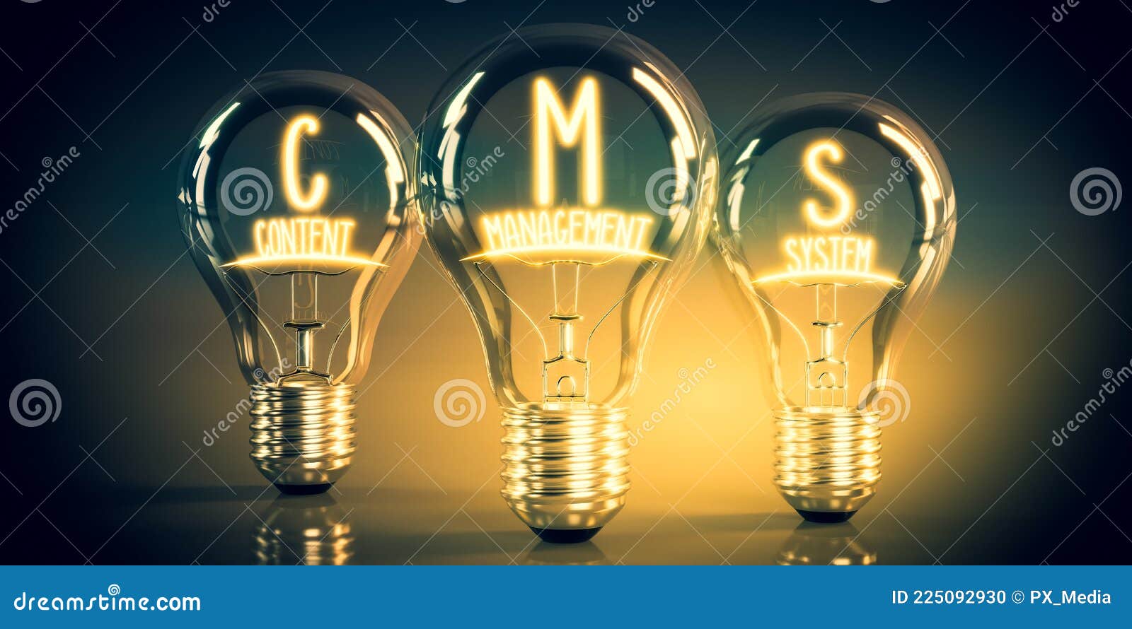 CMS, Content Management System Concept - Shining Light Bulbs Stock ...
