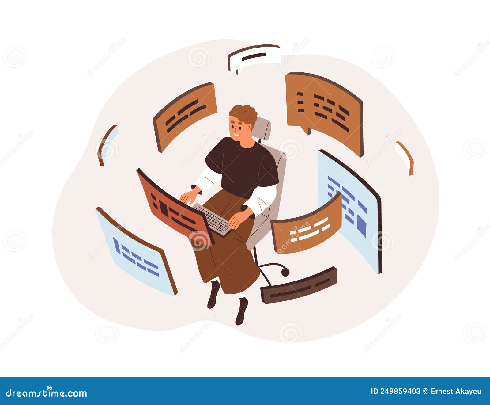 Programmer Is Developing Online User Account Isometric Illustration ...