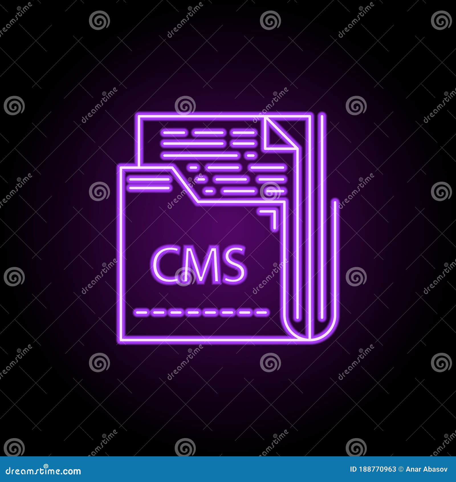 Cms Icon. Elements of Web Development in Neon Style Icons Stock ...