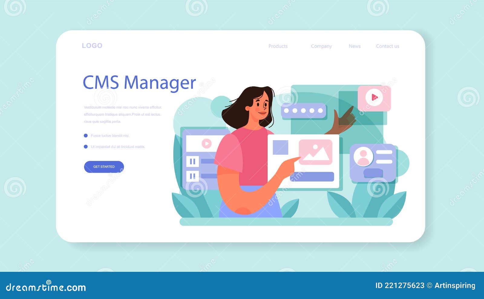 CMS Introduction Web Banner or Landing Page. Content Management System ...