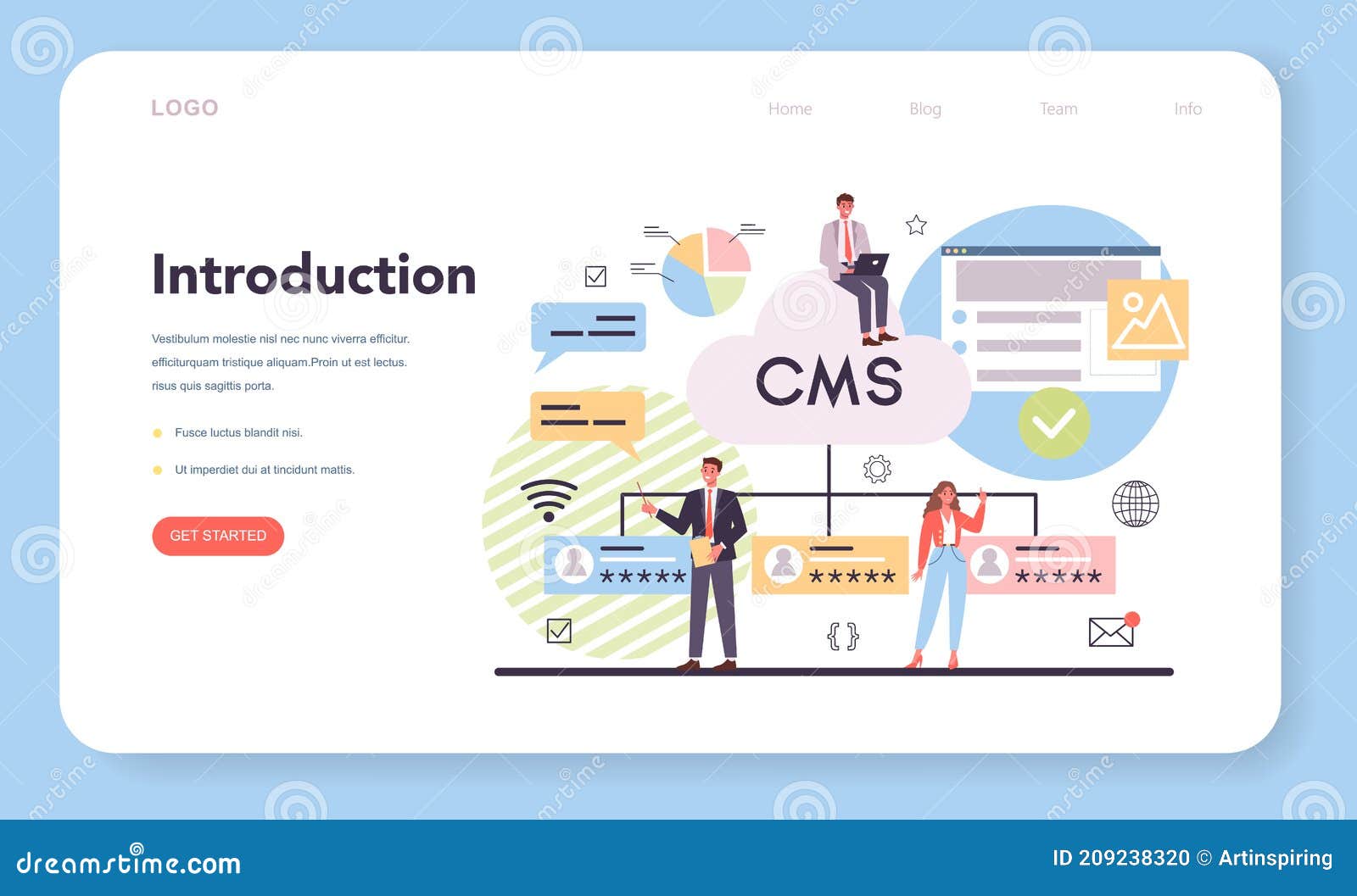 CMS Introduction Web Banner or Landing Page. Content Management Stock ...