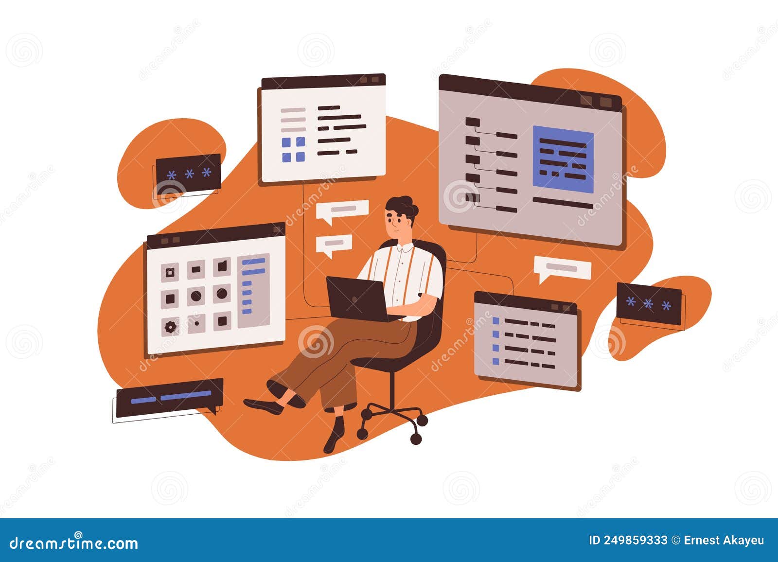 Data Base Concept Structure, Cartoon Style Vector Illustration ...