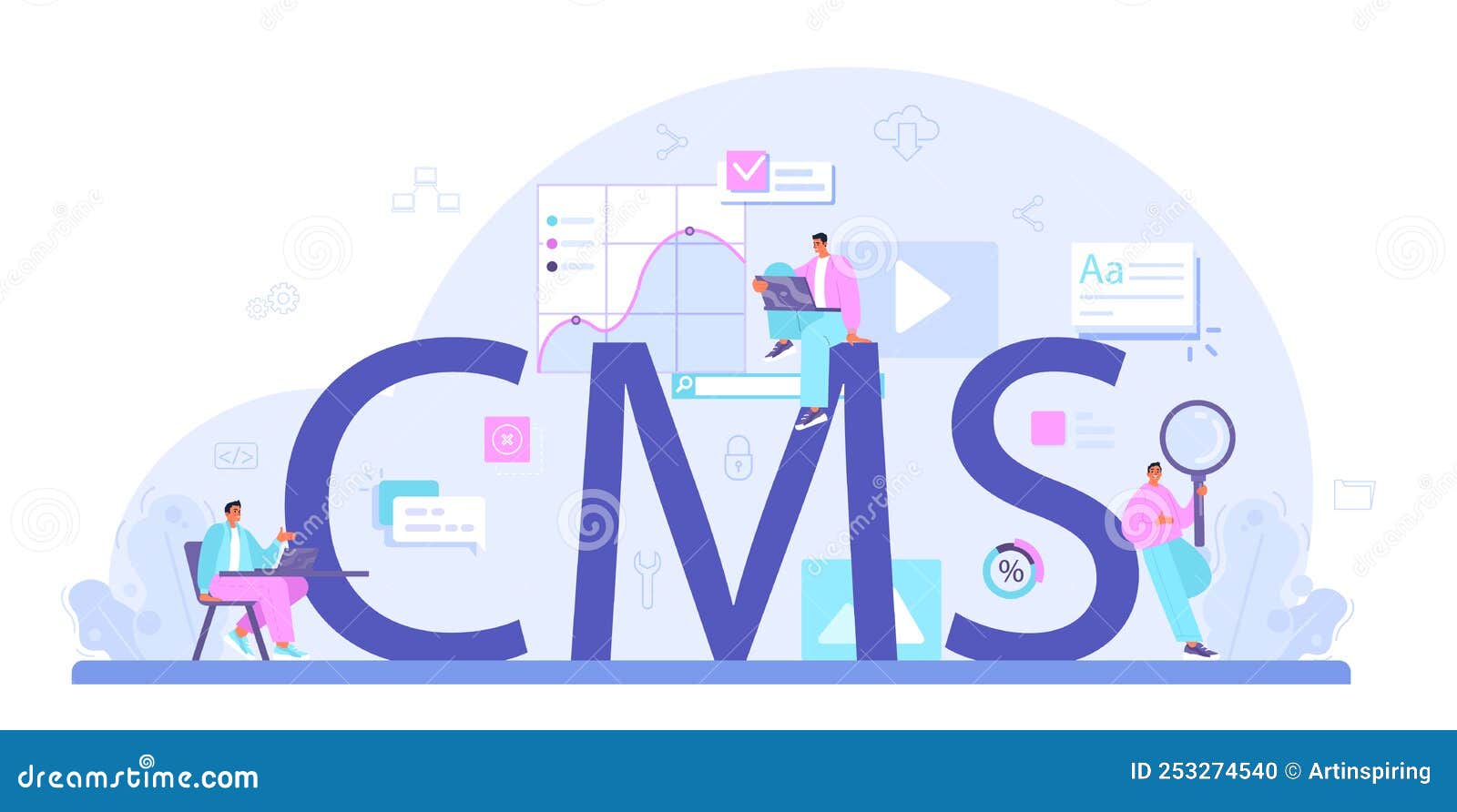 CMS Typographic Header. Content Management System Management Stock ...