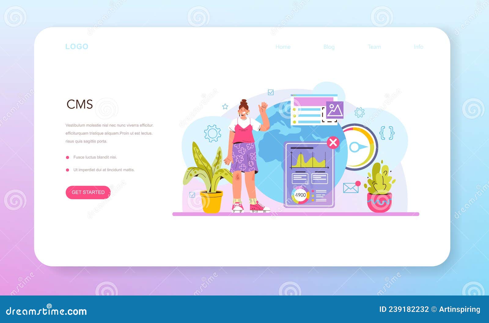 CMS Web Banner or Landing Page. Content Management System Stock Vector ...