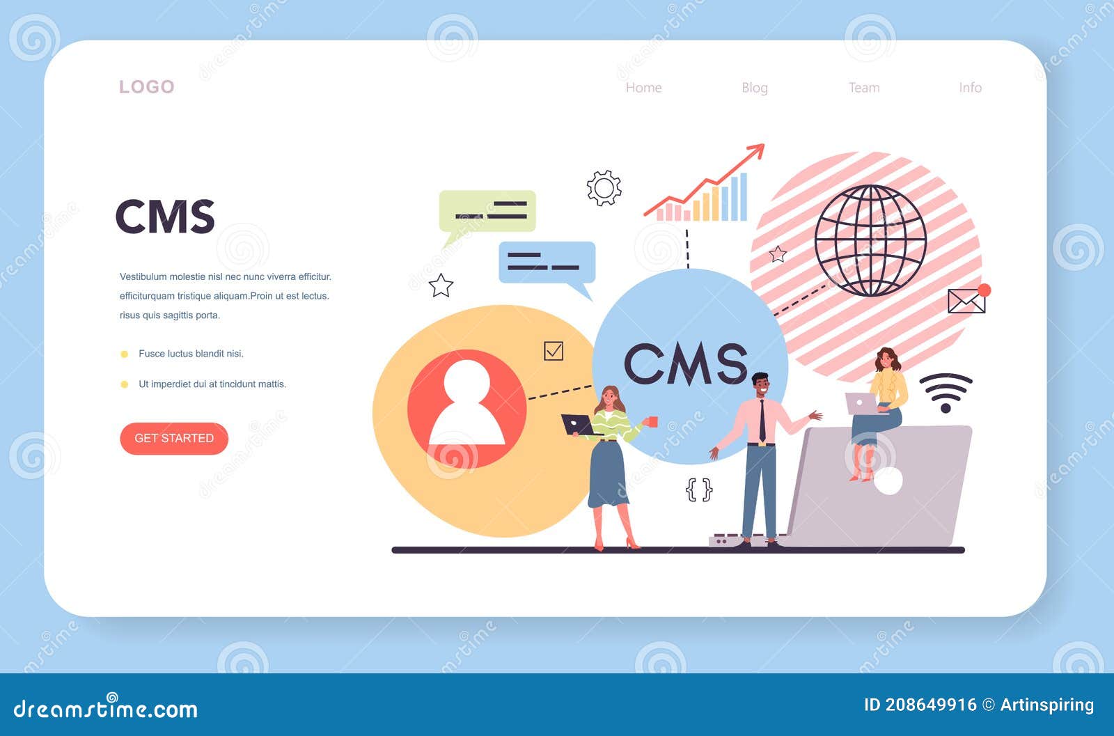 CMS Web Banner or Landing Page. Content Management System Stock Vector ...
