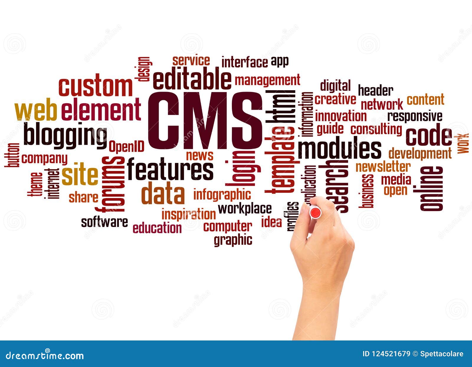 CMS Word Cloud and Hand Writing Concept Stock Illustration ...