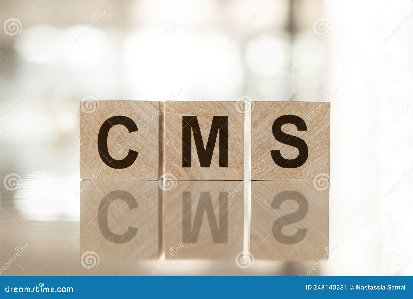 CMS is a Word Written on Wooden Blocks. the Text is Written in Black ...