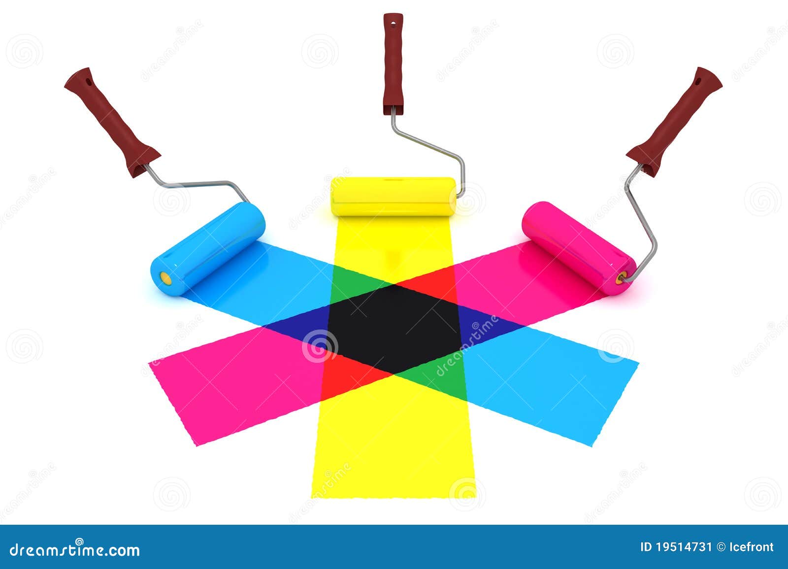 CMY paint rolls stock illustration. Illustration of roll - 19514731