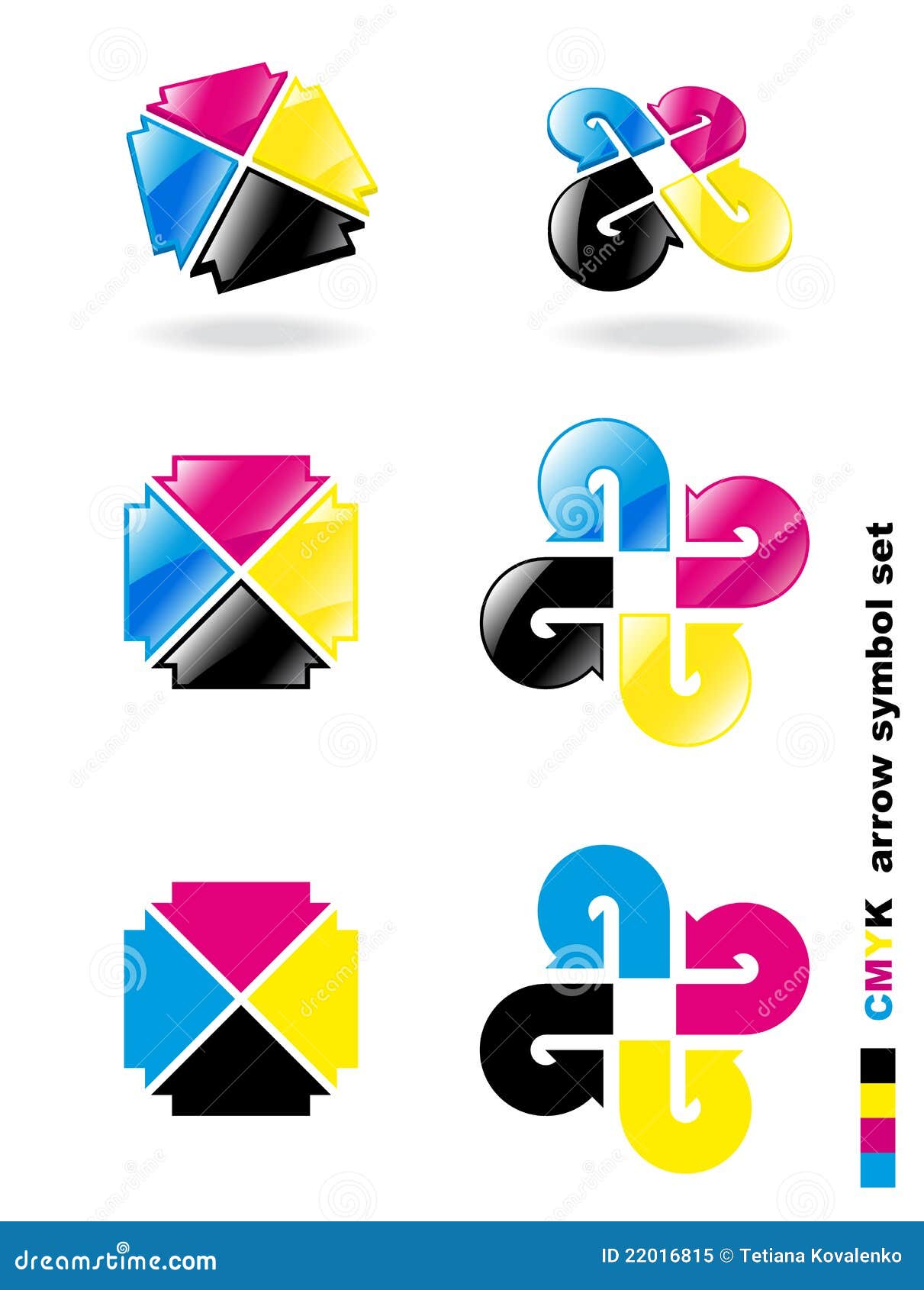 CMYK arrow symbol set. stock vector. Illustration of glass - 22016815