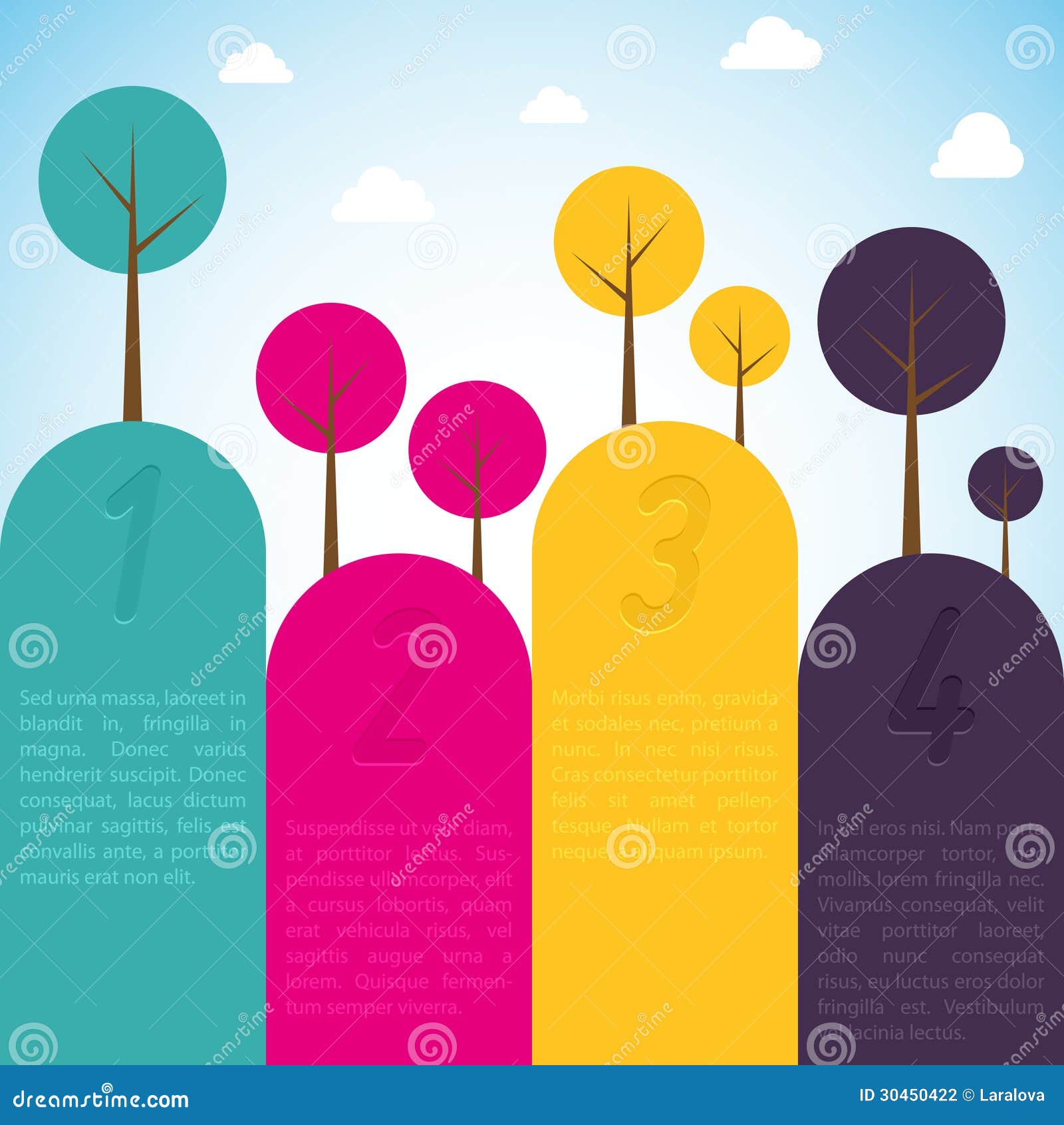 Cmyk banners with trees stock vector. Illustration of cloud - 30450422