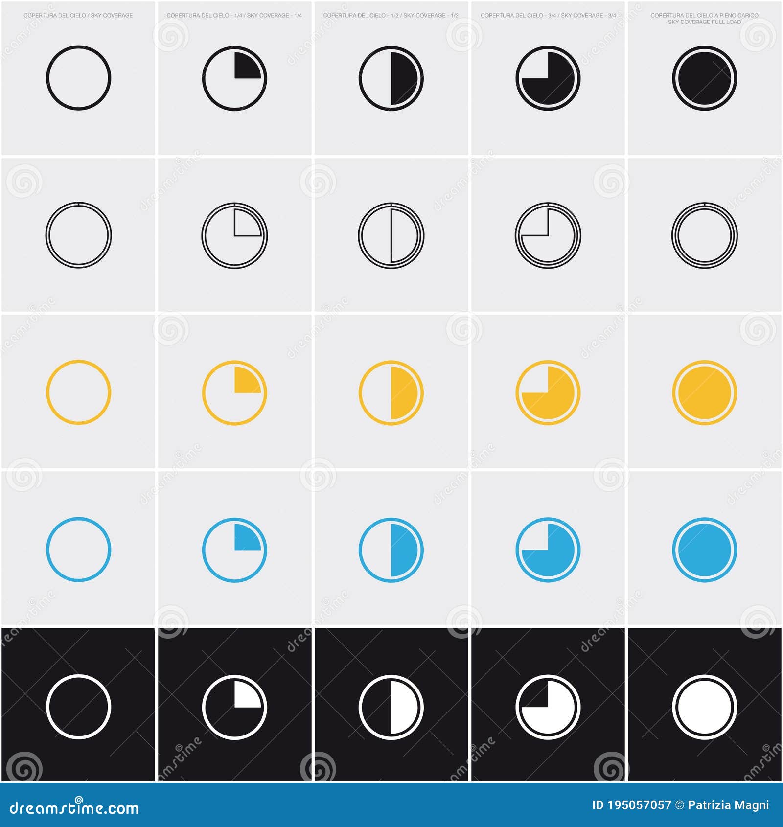 Symbols for the Percentage of Sky Coverage Stock Vector - Illustration ...