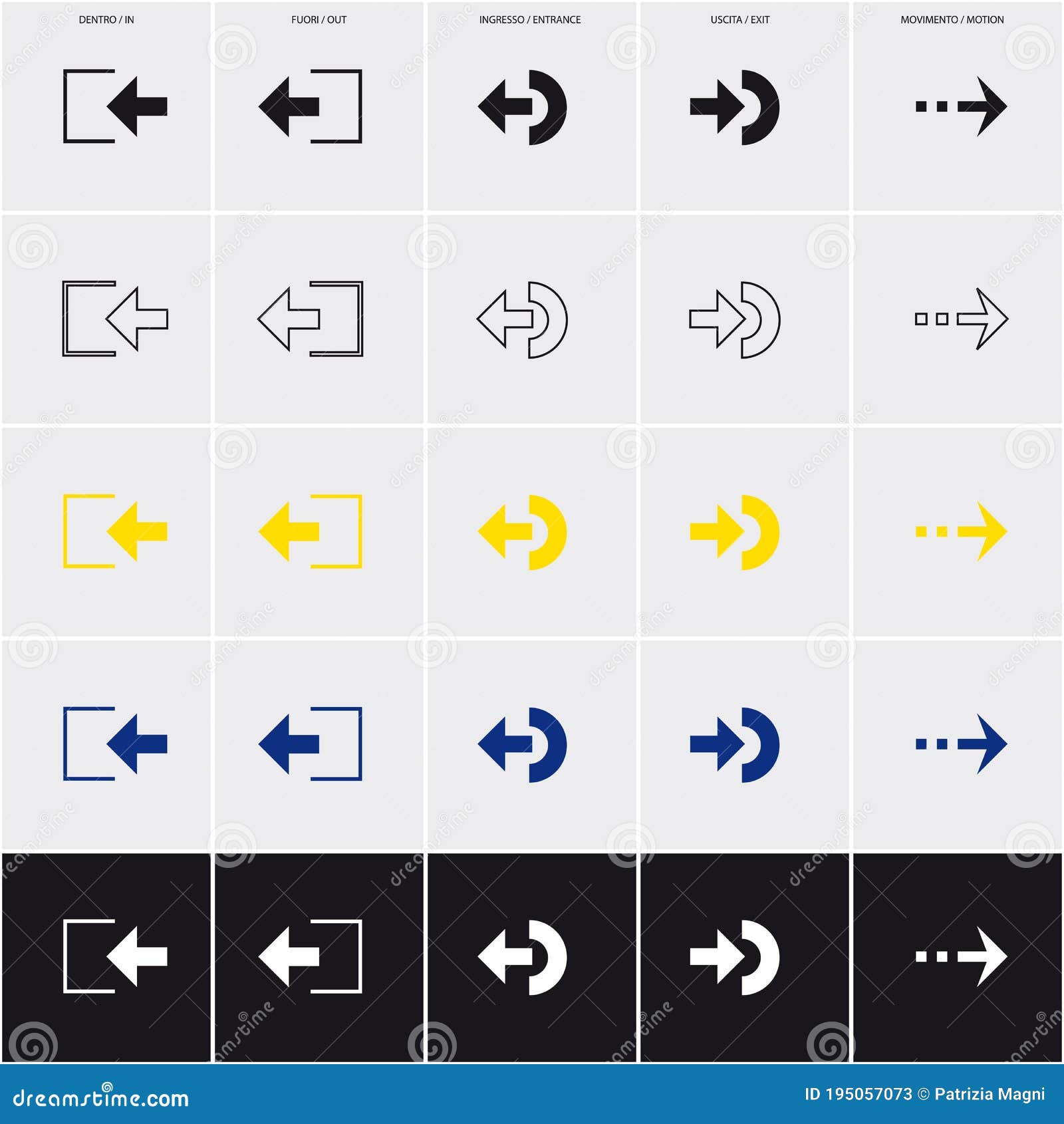 Set Di Cinque Simboli Freccia Con Variante Colore Cartoon Vector ...
